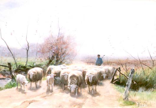 Duinlandschap met herder en zijn